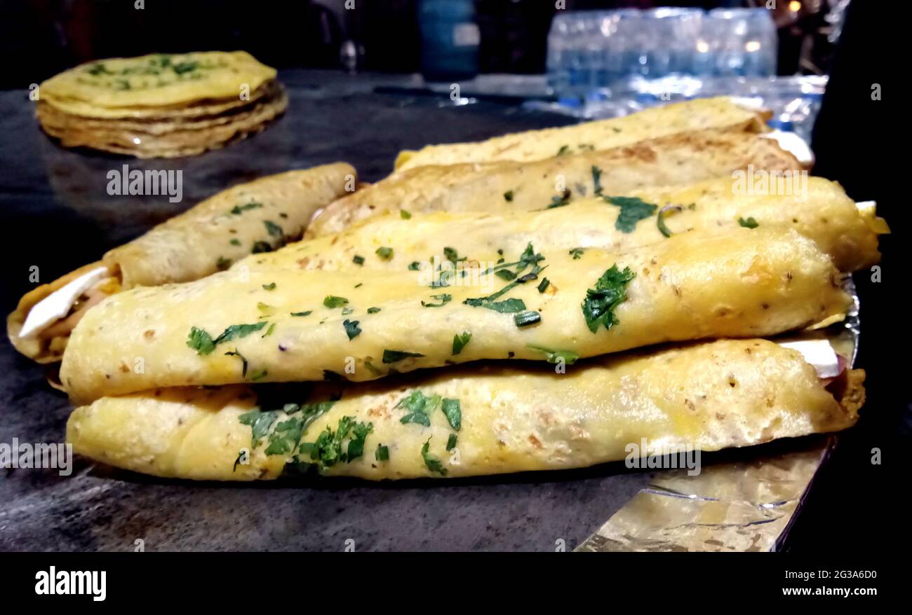 Peri peri paneer chapati frankie/wrap/roll, selective focus at lucknow ...