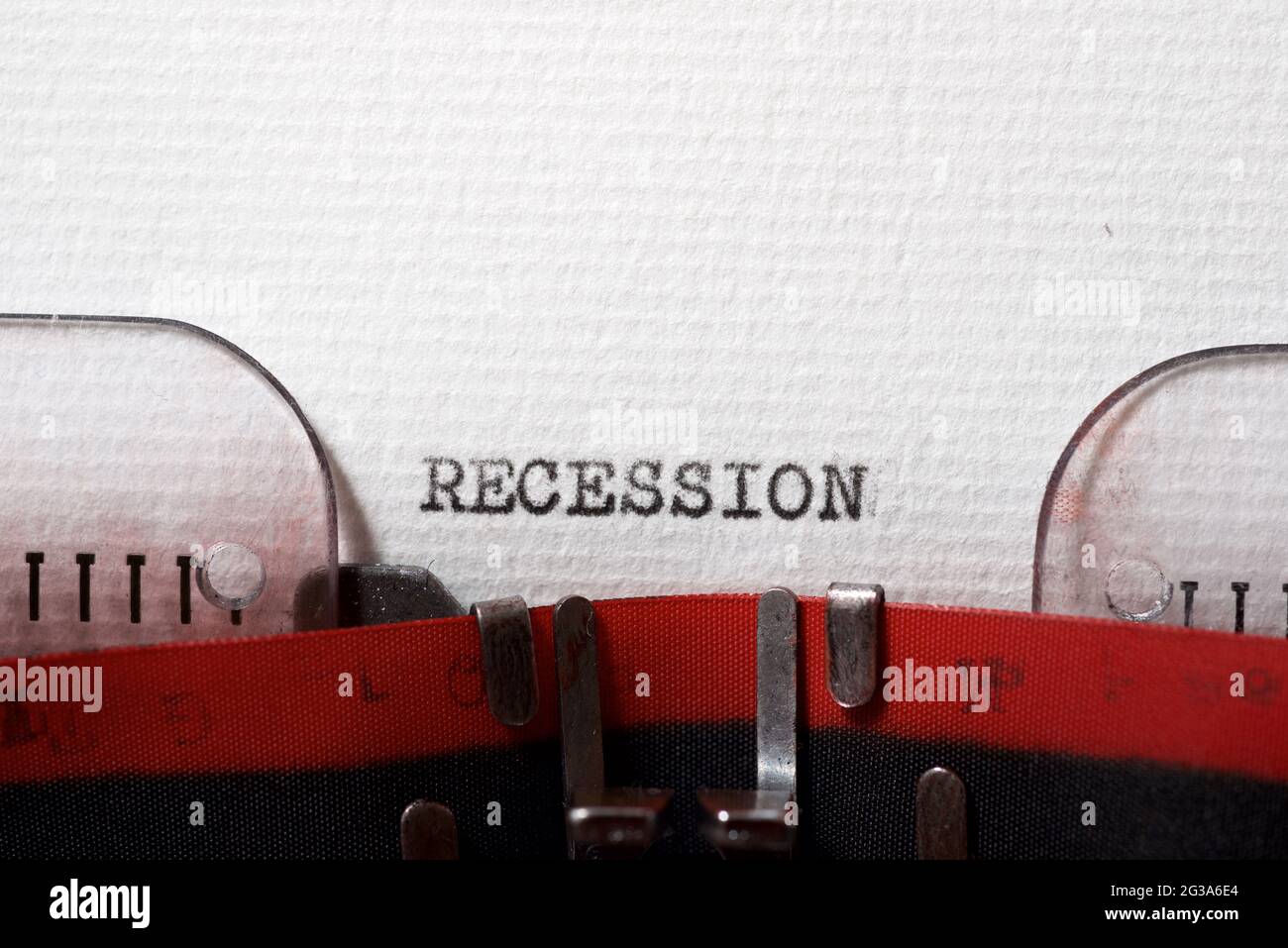The word recession written with a typewriter Stock Photo - Alamy