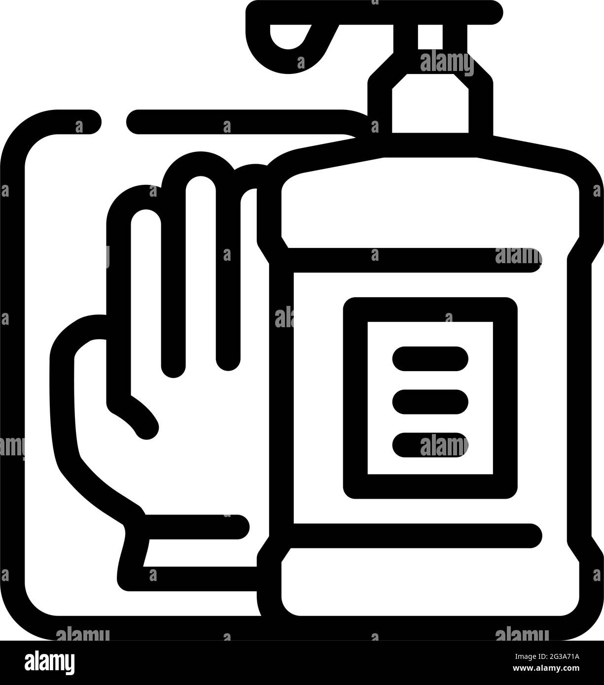 antiseptic and gloves in canteen line icon vector illustration Stock ...