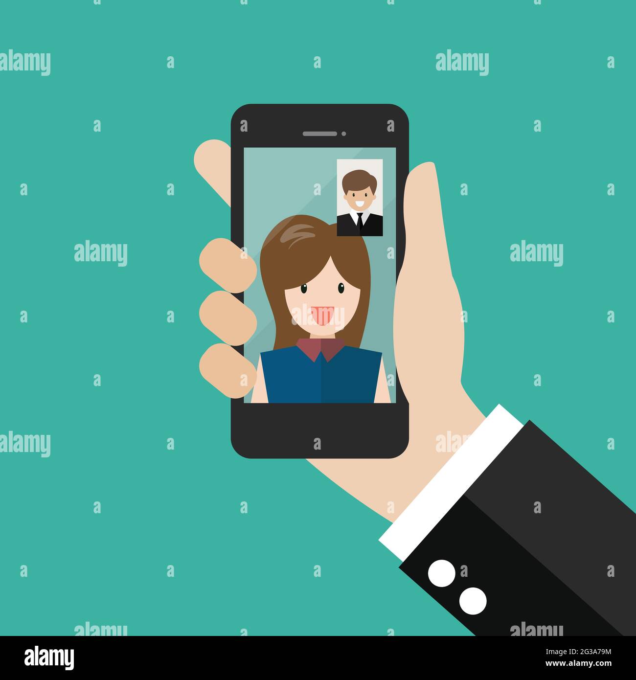 Business woman in call Stock Vector Images - Alamy