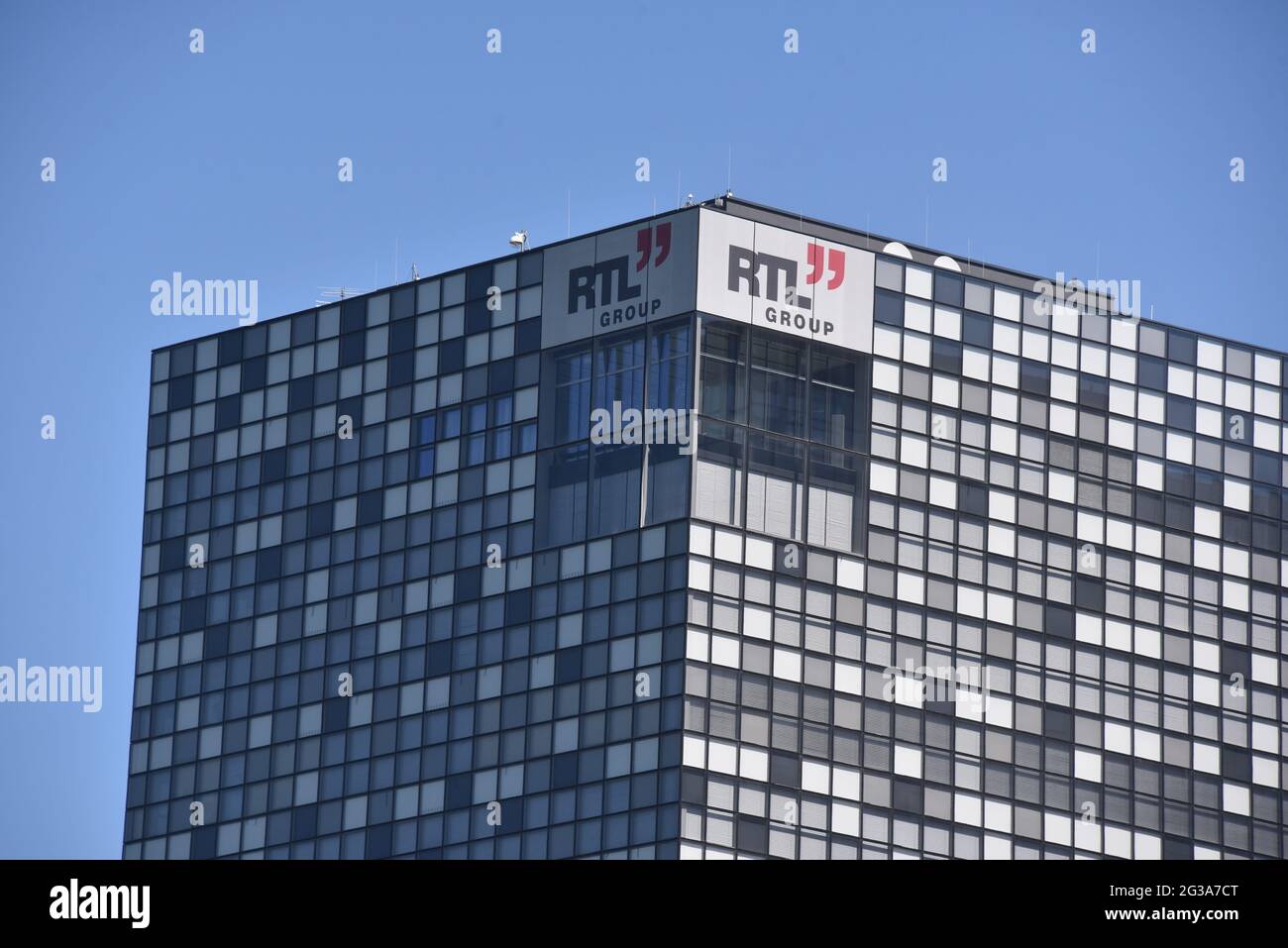 Luxemburg, Luxembourg. 13th June, 2021. Logo, RTL Group lettering on ...