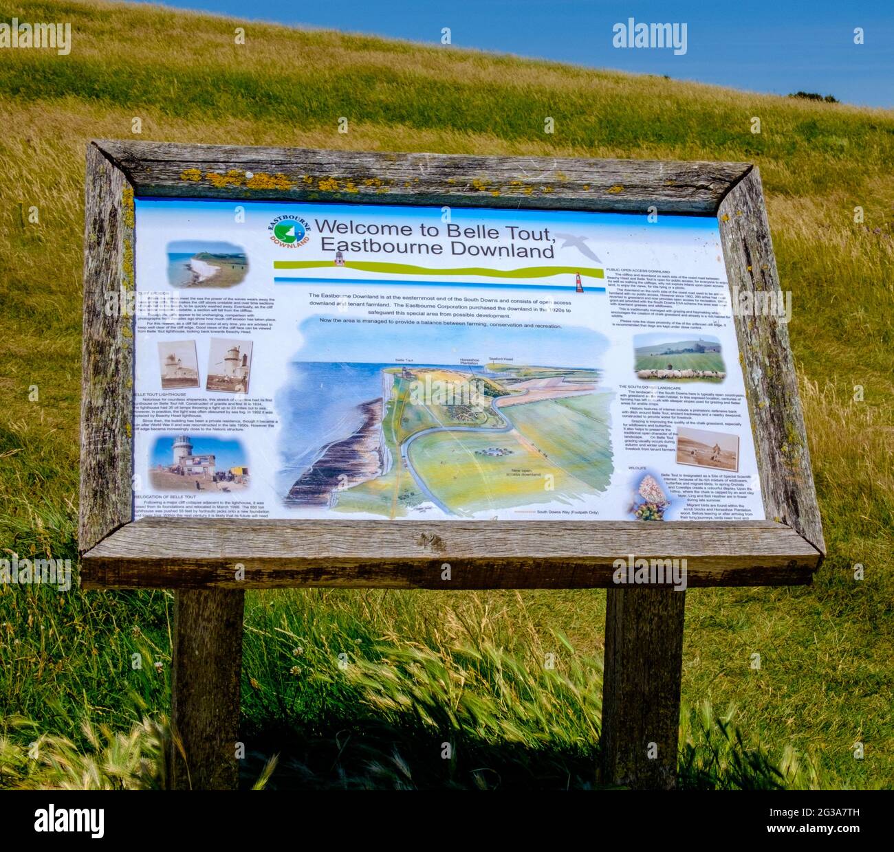 Staycation idea. Welcome to Belle Tout, Eastbourne Downland sign ...
