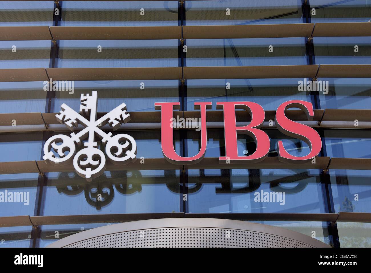 Luxemburg, Luxembourg. 13th June, 2021. Logo, lettering of the major ...