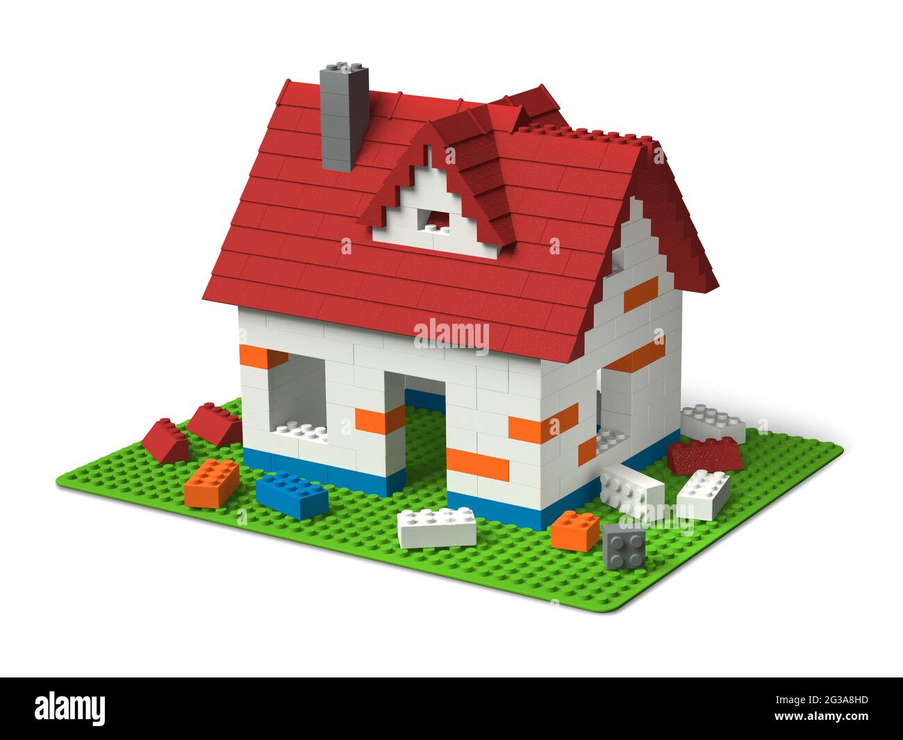 Building home concept, an individual house made of colorful plastic toy ...