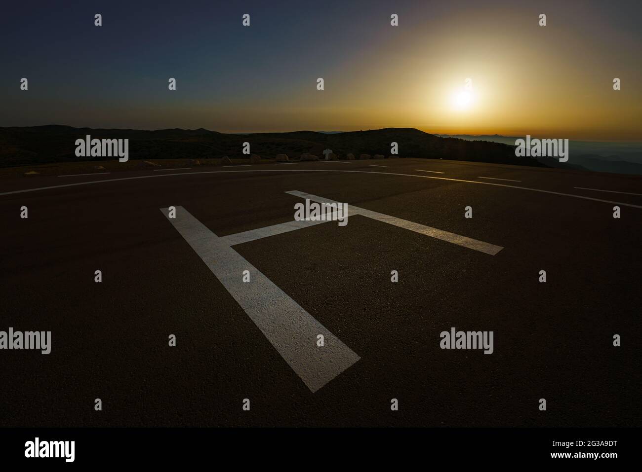 Empty helipad on top of a peak in a country side remote location Stock ...