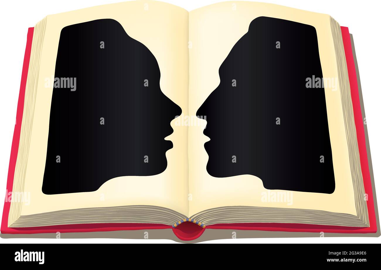 Open book, faces of a couple, vector illustration Stock Vector Image ...
