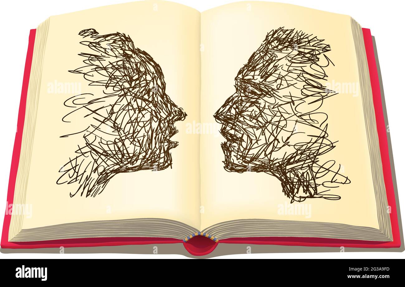 Open book, faces of a couple, vector illustration Stock Vector Image ...