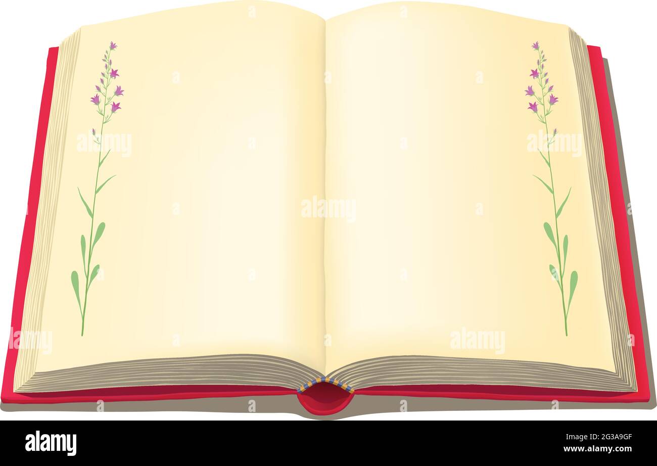 Open Book Illustration Leaves Stock Vector Images - Alamy