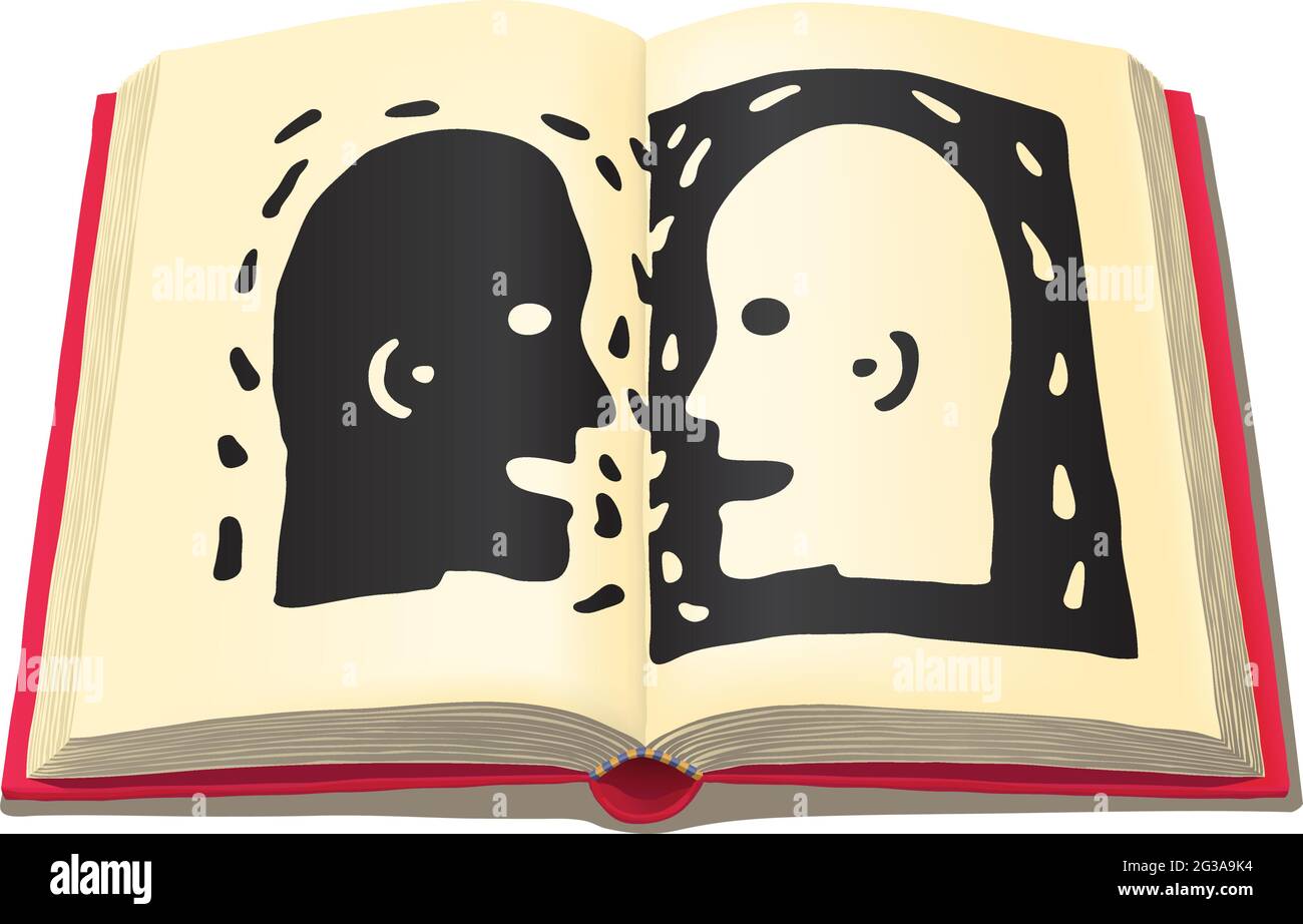 Open book, pages with two heads, vector illustration Stock Vector Image ...