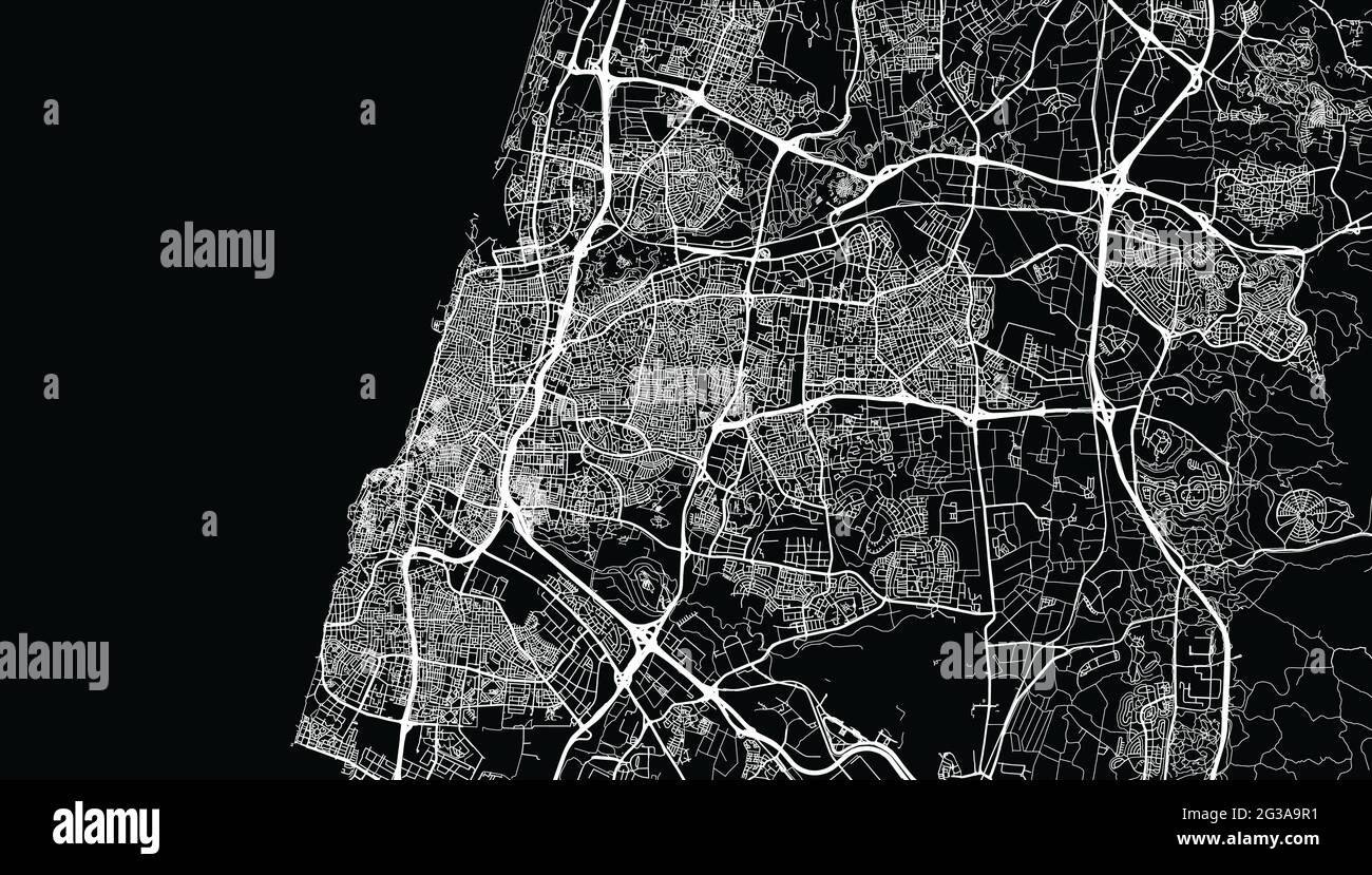 Urban vector city map of Tel Aviv, Israel, middle east Stock Vector ...