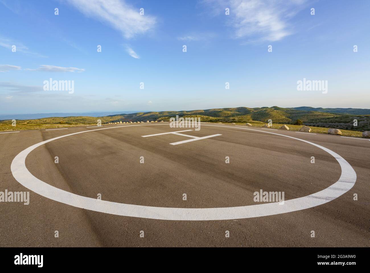 Empty helipad on top of a peak in a country side remote location Stock ...