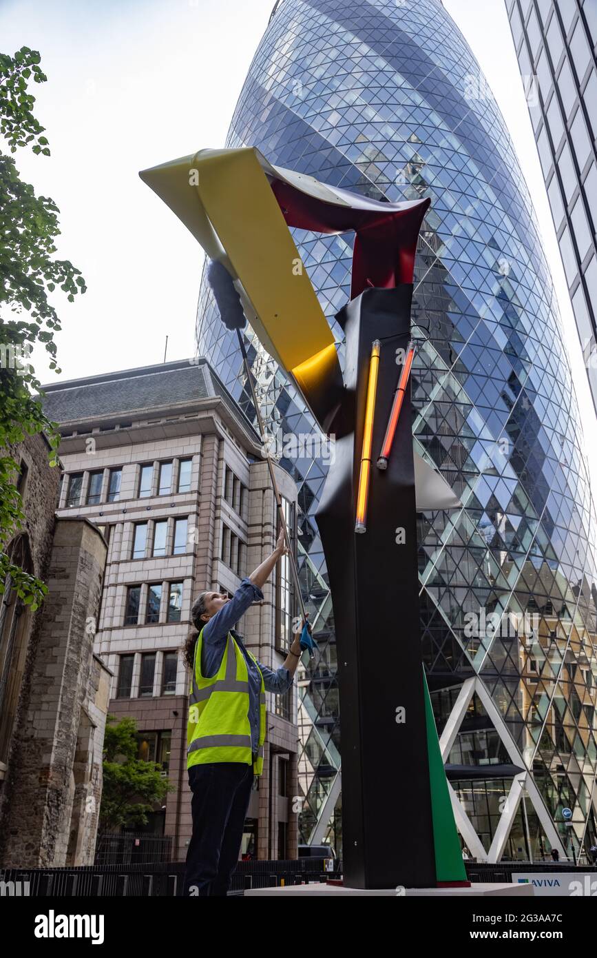City of London, UK. 15th June, 2021. Mark Handforth’s Harlequin Four as ...
