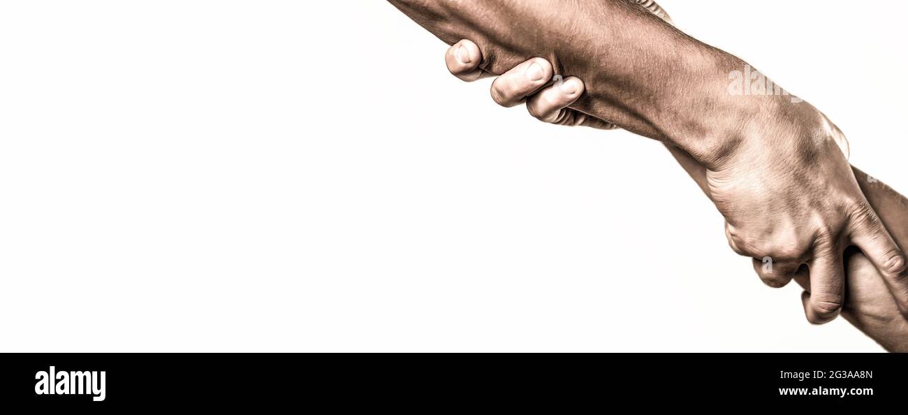 Helping hand outstretched, isolated arm, salvation. Two hands, helping ...