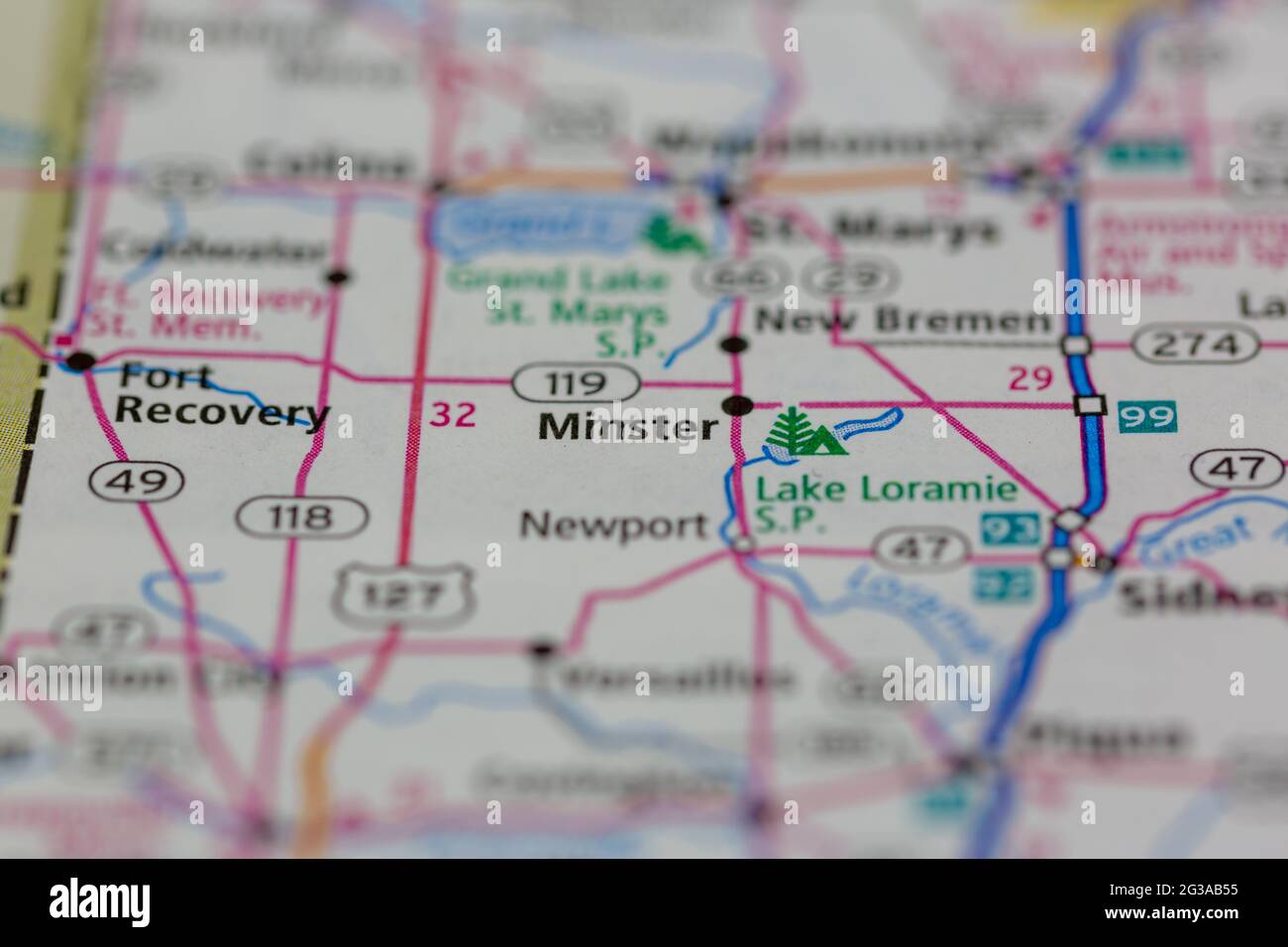 Minister Ohio USA shown on a Geography map or Road map Stock Photo - Alamy