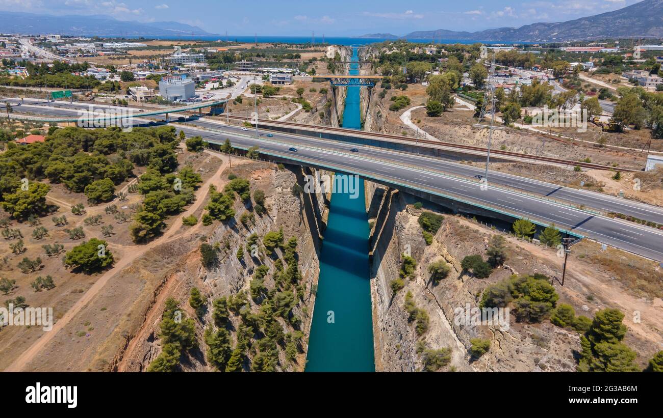 Corinth canal looking from Isthmia,Greece Stock Photo - Alamy
