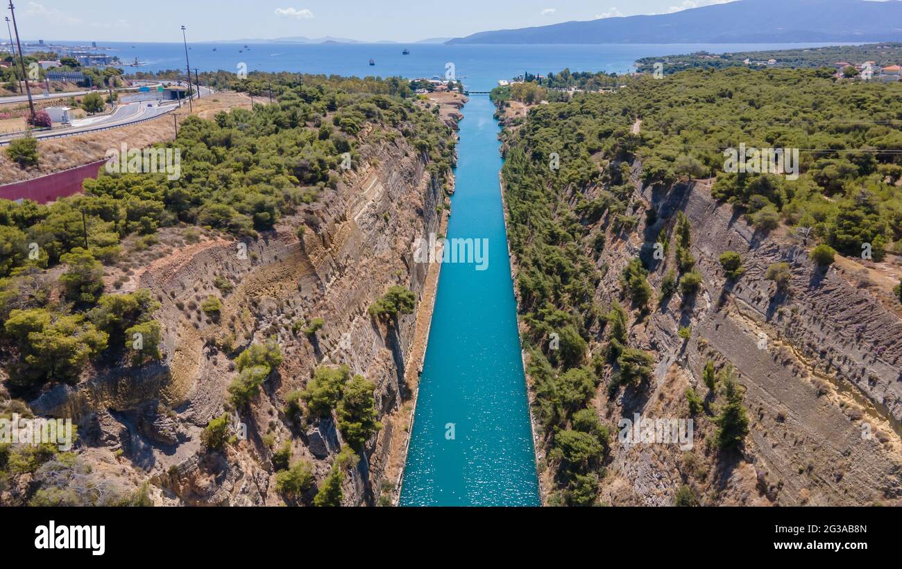 Corinth canal looking from Isthmia,Greece Stock Photo - Alamy