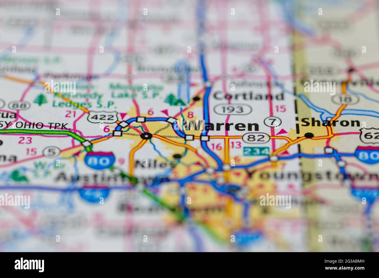 Warren Ohio USA shown on a Geography map or Road map Stock Photo - Alamy