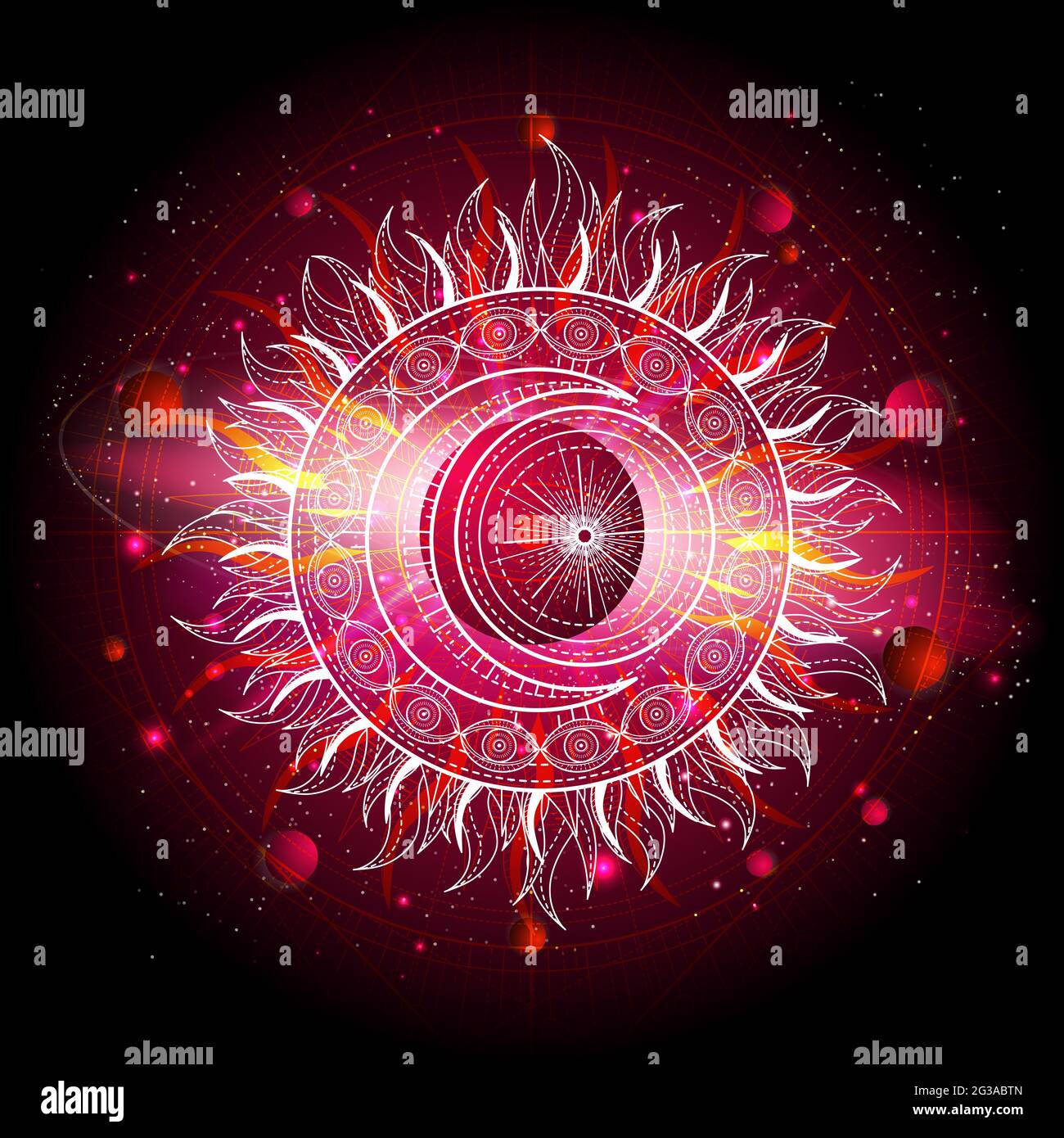 Vector illustration of Sacred geometric symbol against the space ...