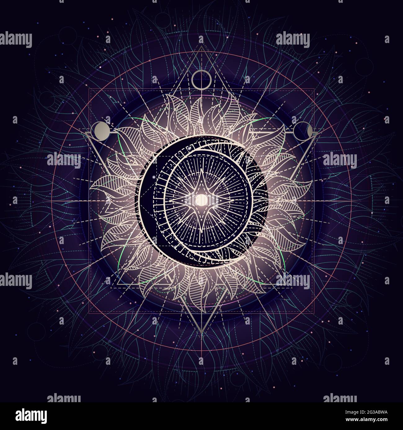 Vector illustration of Sacred geometry symbol on abstract background ...