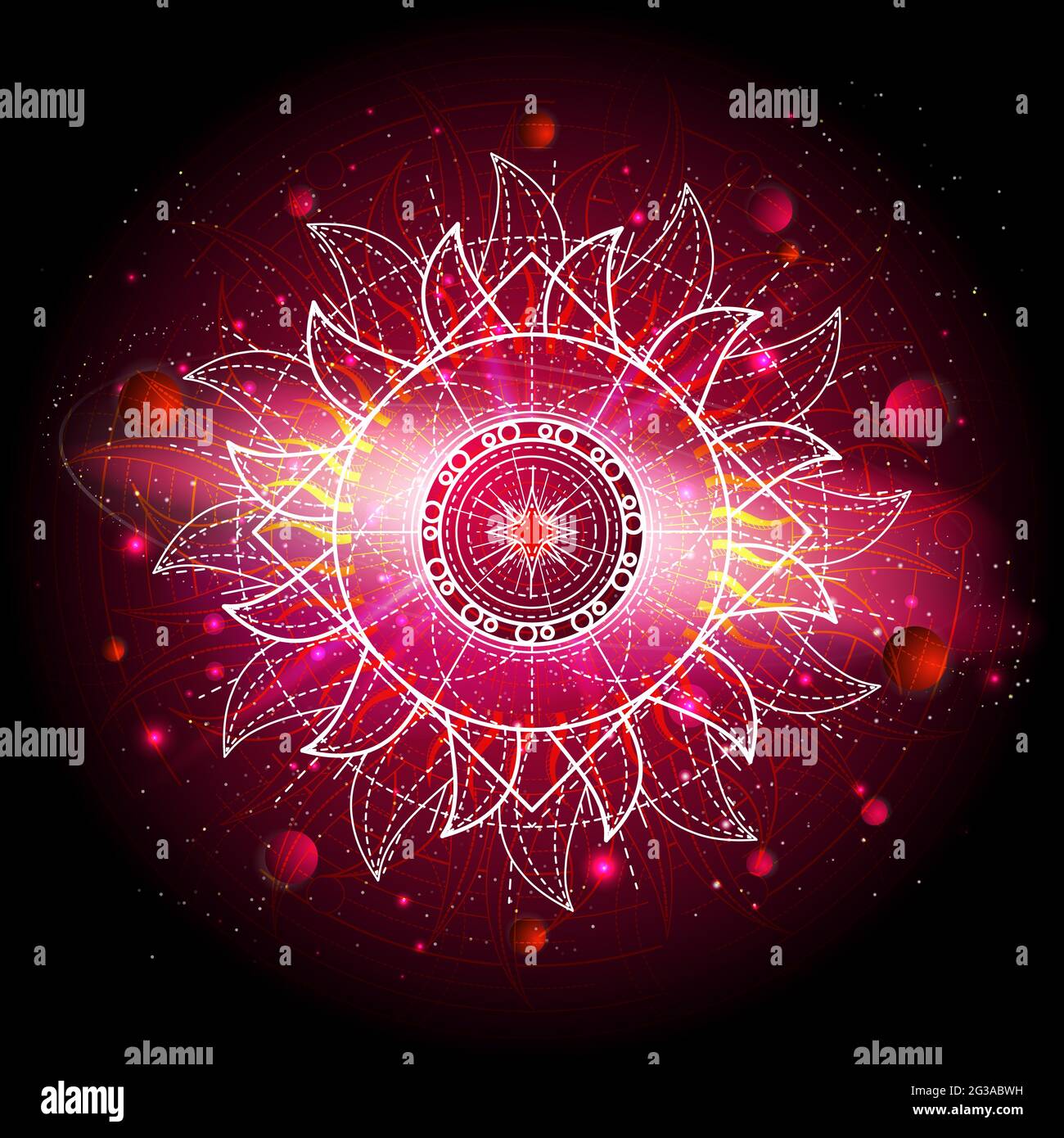 Vector illustration of Sacred geometric symbol against the space ...