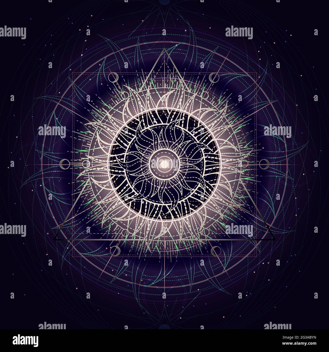 Vector illustration of Sacred geometry symbol on abstract background ...