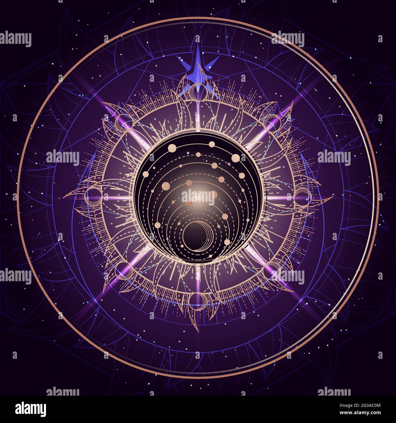 Vector illustration of Sacred geometry symbol on abstract background ...