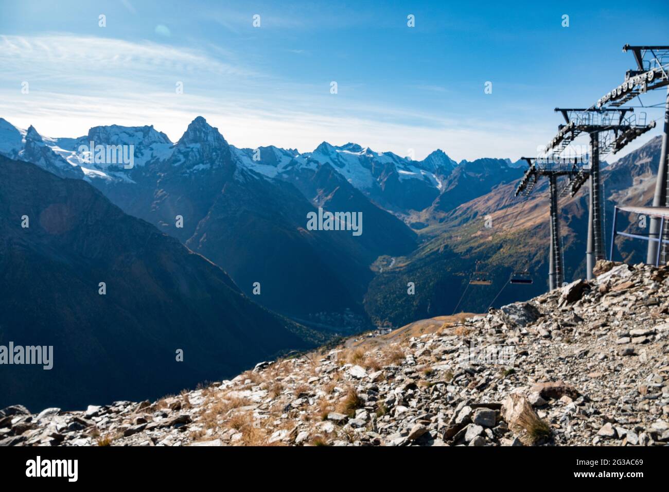 Upper station of Mashuk funicular and panorama Dombay Stock Photo - Alamy