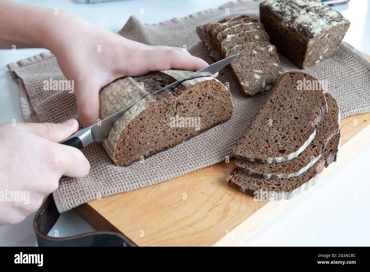 Concept of homemade bread, natural farm products, domestic production ...