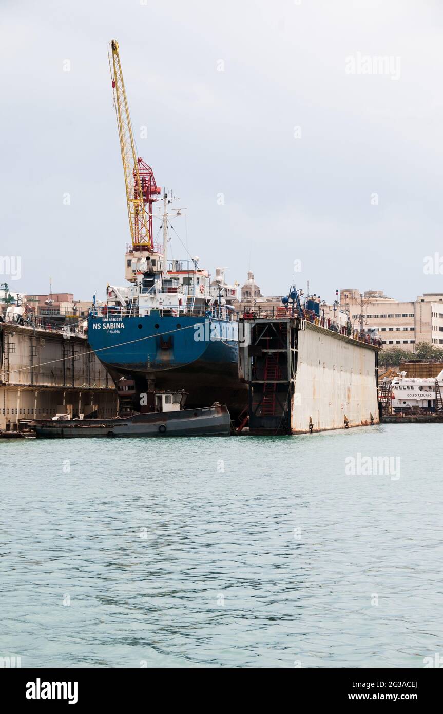 Maritime Themed Image - NS Sabrina in Dry Dock at Valletta, Malta Stock ...