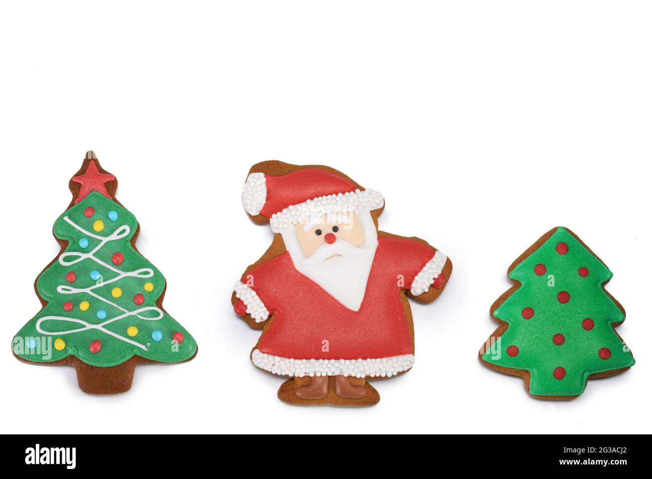 Gingerbread Santa Claus and Christmas fir tree isolated on white ...