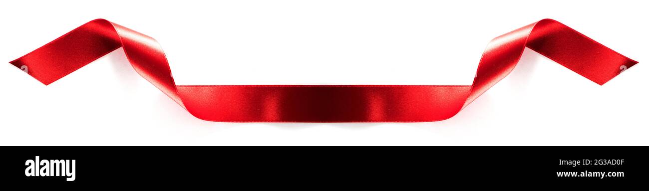Red satin ribbon banner isolated on white background Stock Photo - Alamy