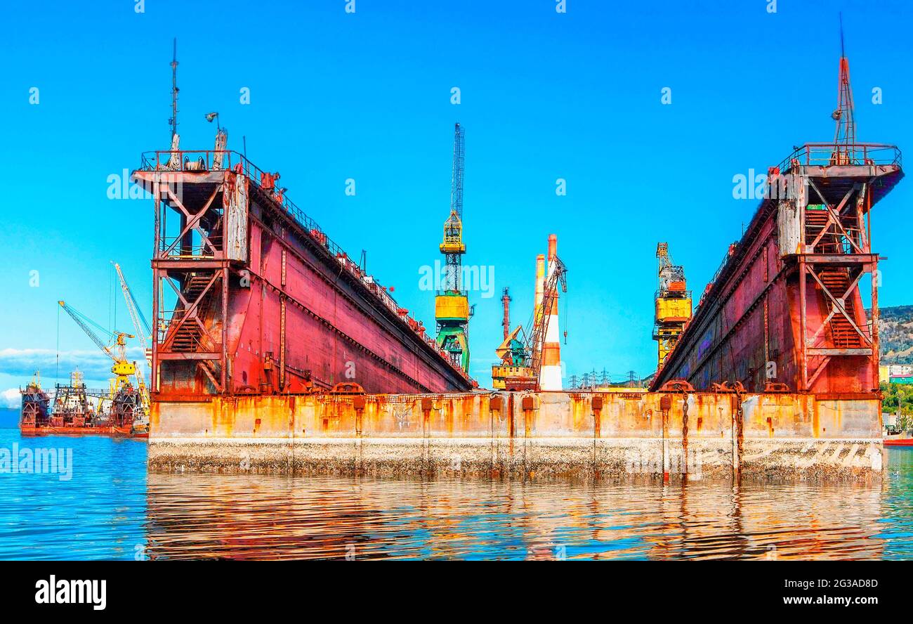 The large floating repair dock for ships Stock Photo - Alamy