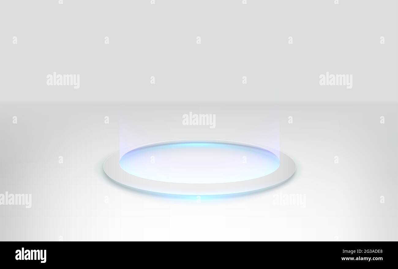 Geometric podium scene minimal, futuristic style mock up. Round glow ...