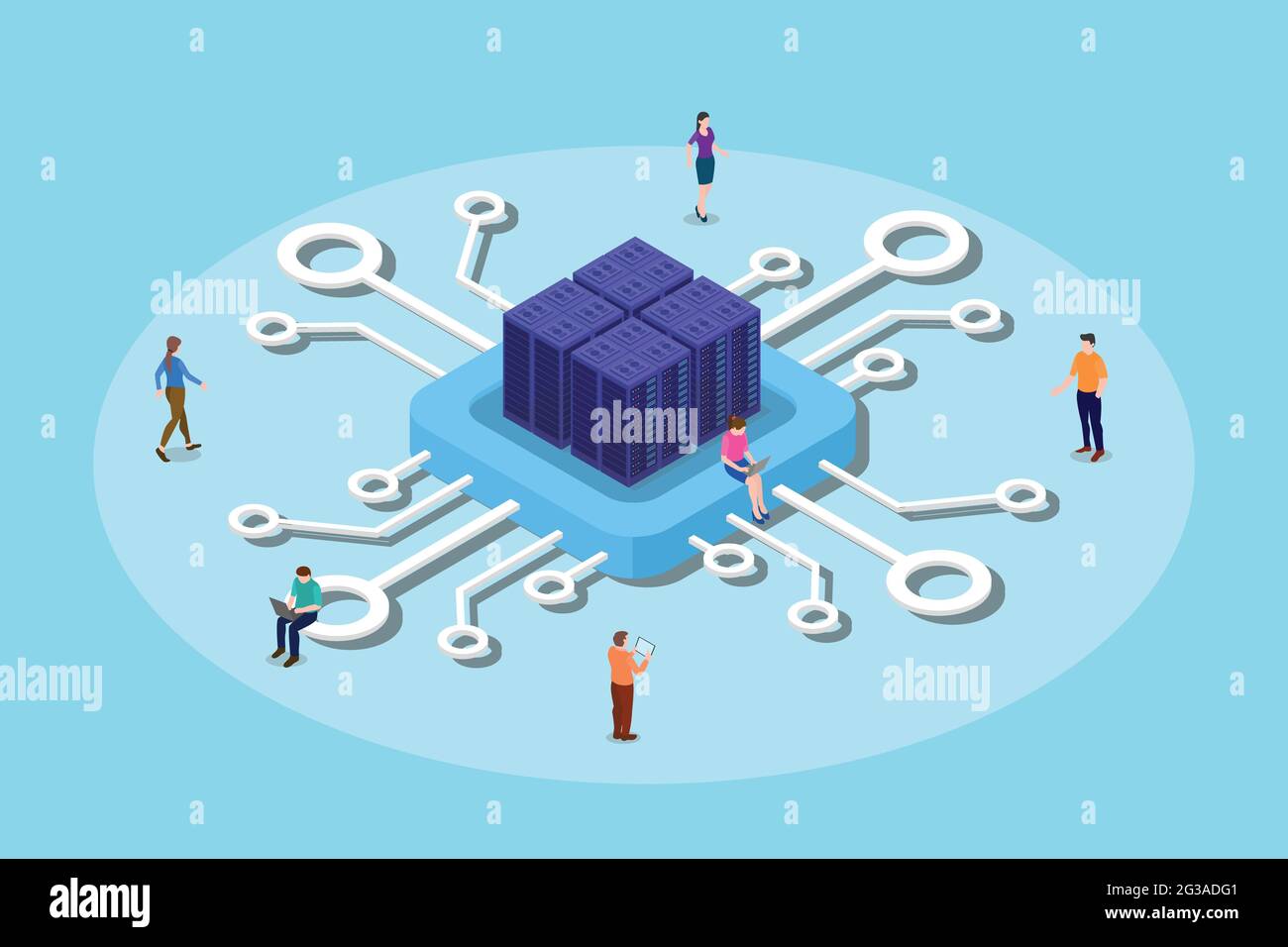 cpu data computing or processing concept with modern flat isometric ...