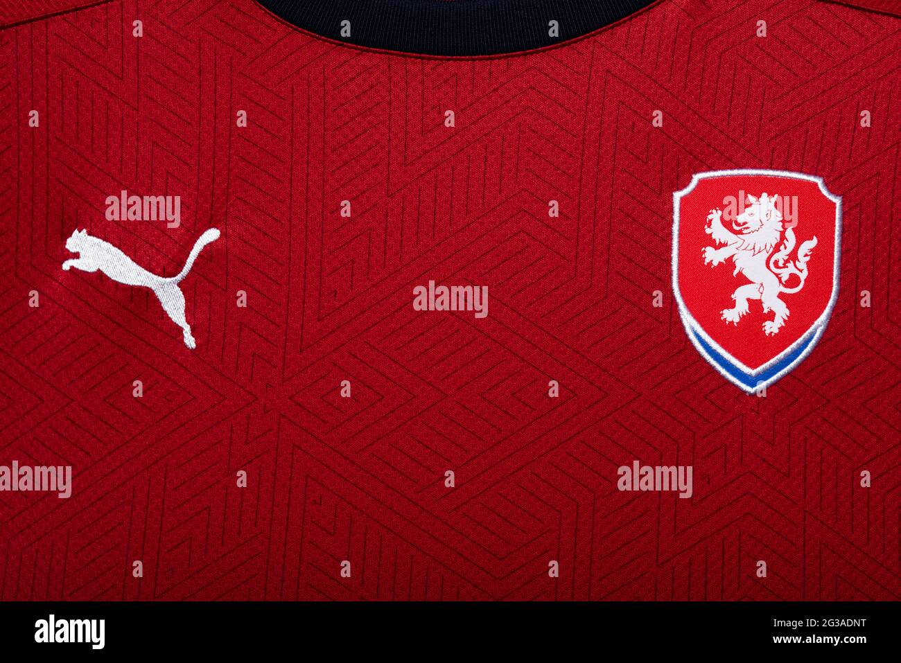 Close up of Czech Republic national football team kit. UEFA Euro 2020 ...