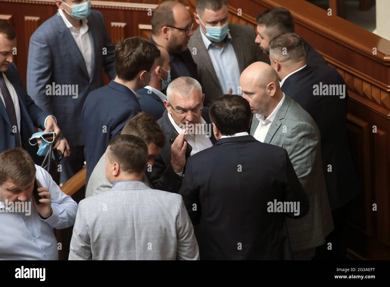 KYIV, UKRAINE - JUNE 15, 2021 - MPs are pictured in the session hall ...