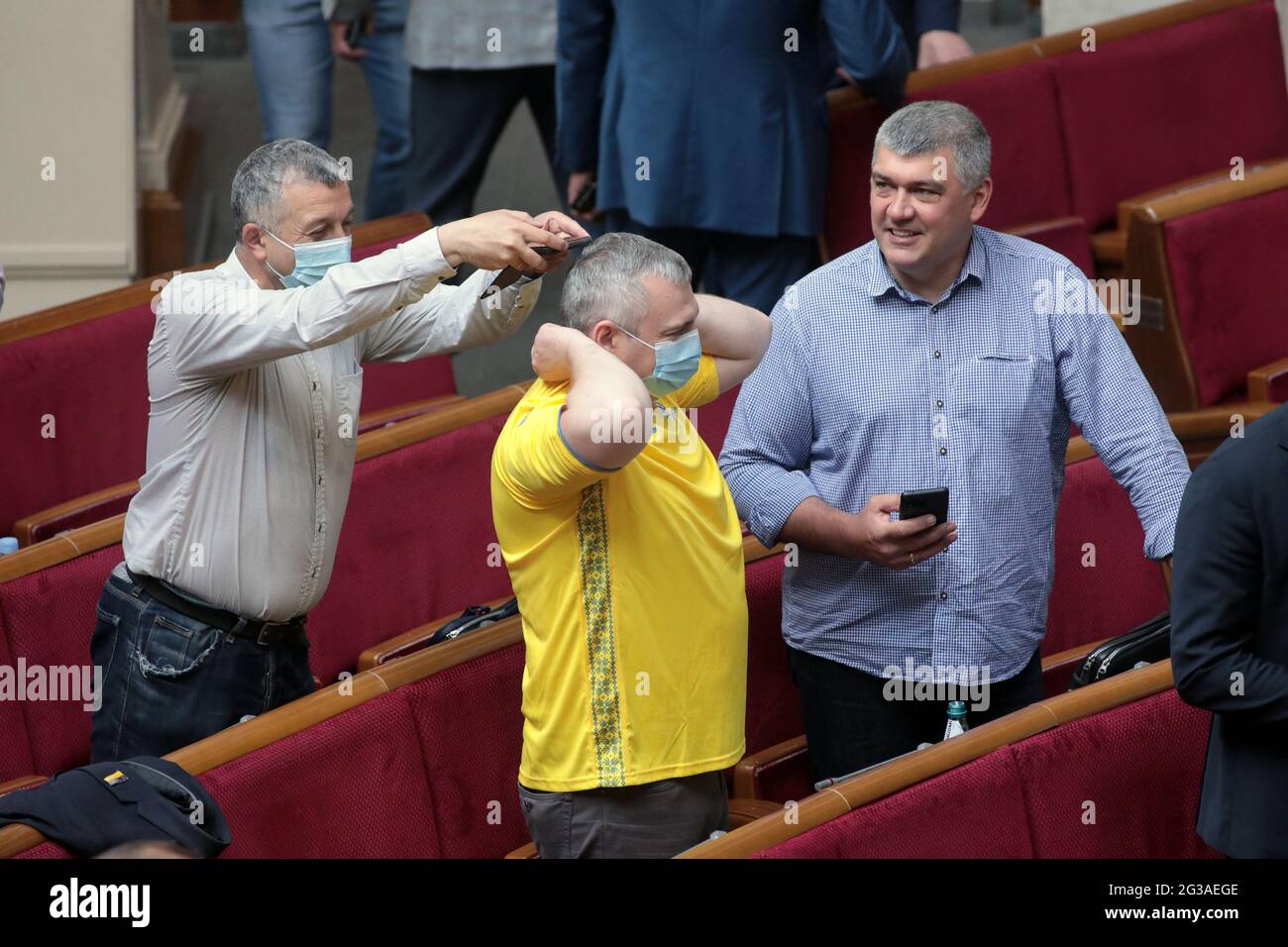 KYIV, UKRAINE - JUNE 15, 2021 - MPs are pictured in the session hall ...