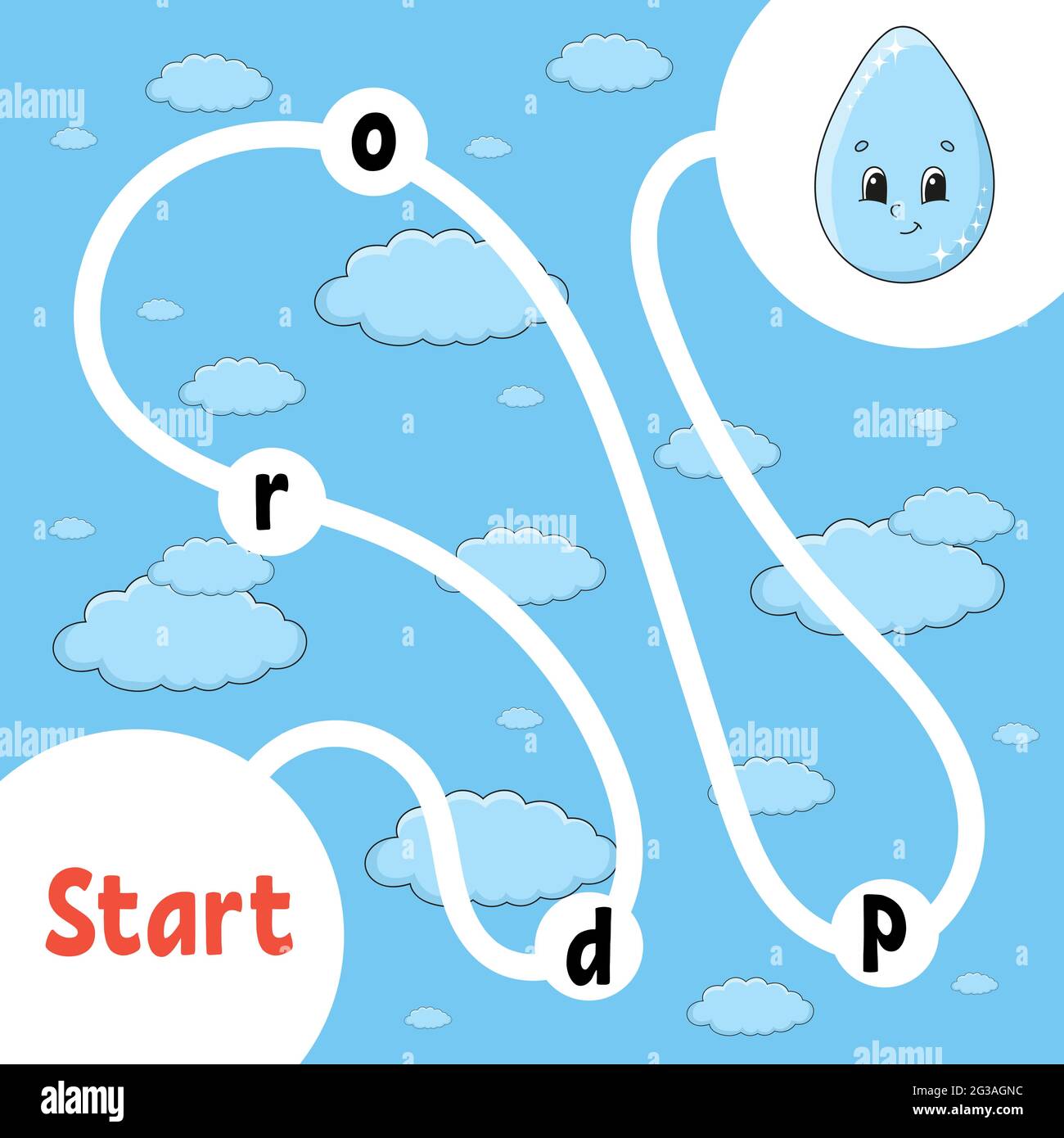 Logic puzzle game. Cute drop. Learning words for kids. Find the hidden ...