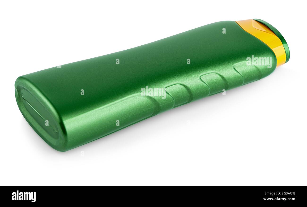 The green shampoo bottle isolated on white background Stock Photo - Alamy