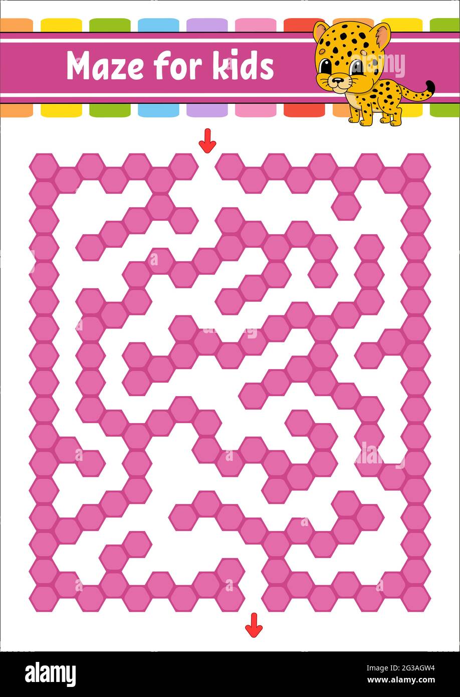 Rectangular color maze. Spotted jaguar. Game for kids. Funny labyrinth ...
