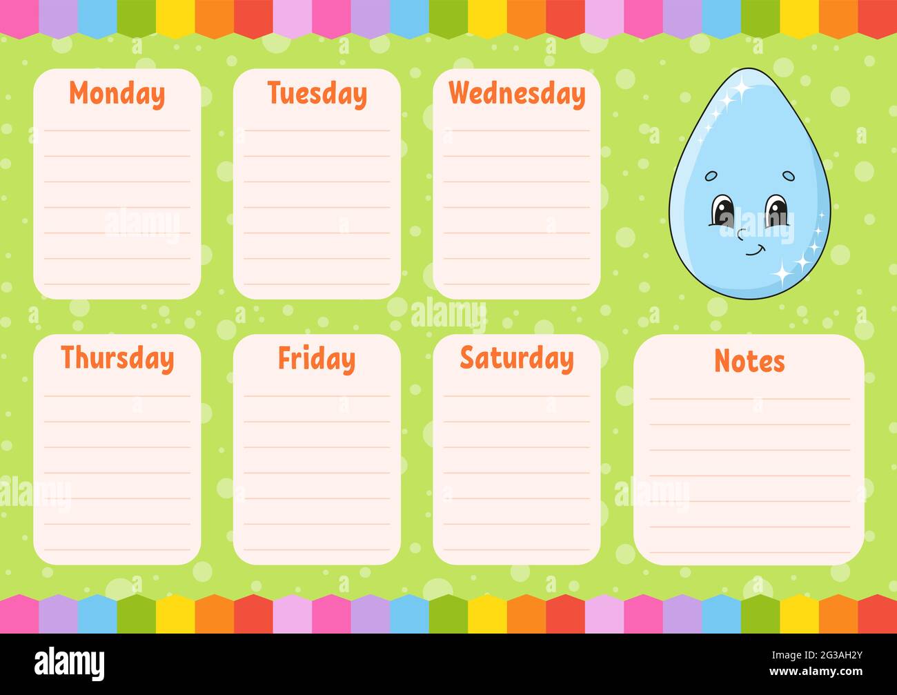 School schedule. Cute drop. Timetable for schoolboys. Empty template ...