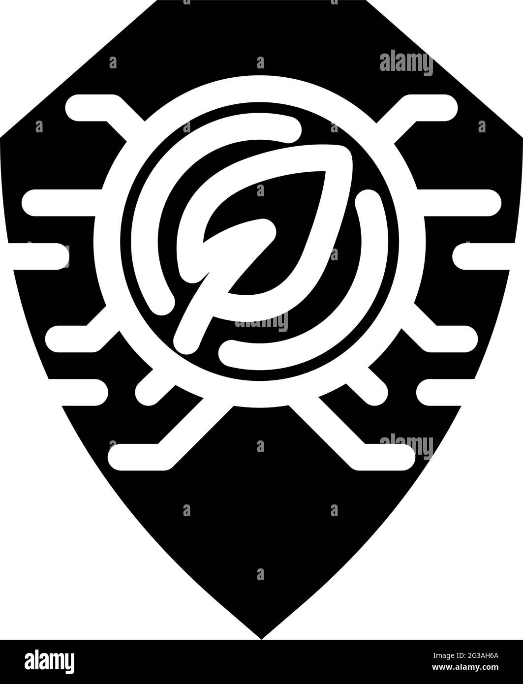 digital protection chia cryptocurrency glyph icon vector illustration ...