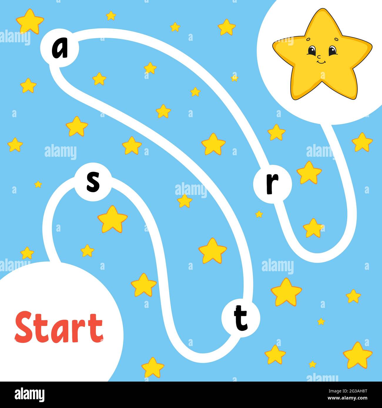 Logic puzzle game. Cartoon star. Learning words for kids. Find the ...