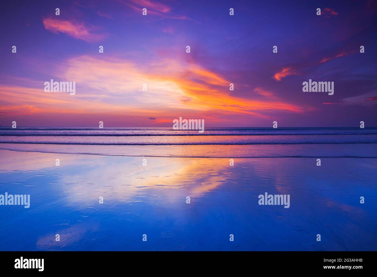 Seacoast skyline dramatic colours clouds after sunset, natural ...