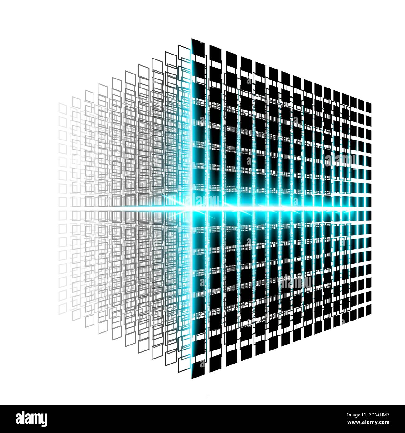 Blockchain technology. Big data cube. 3D geometric cube from small ...