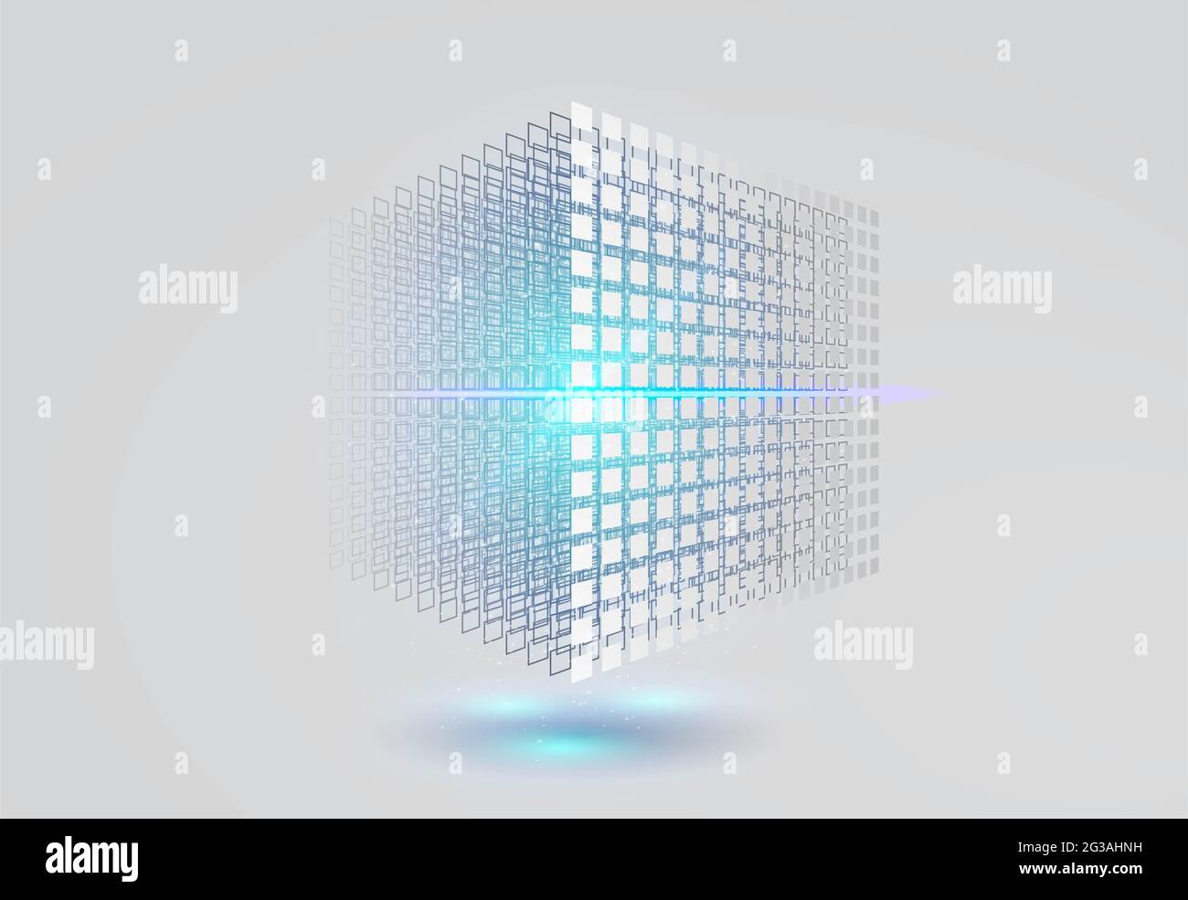 Big data cube. 3D geometric cube from small pieces. ilustration Stock ...