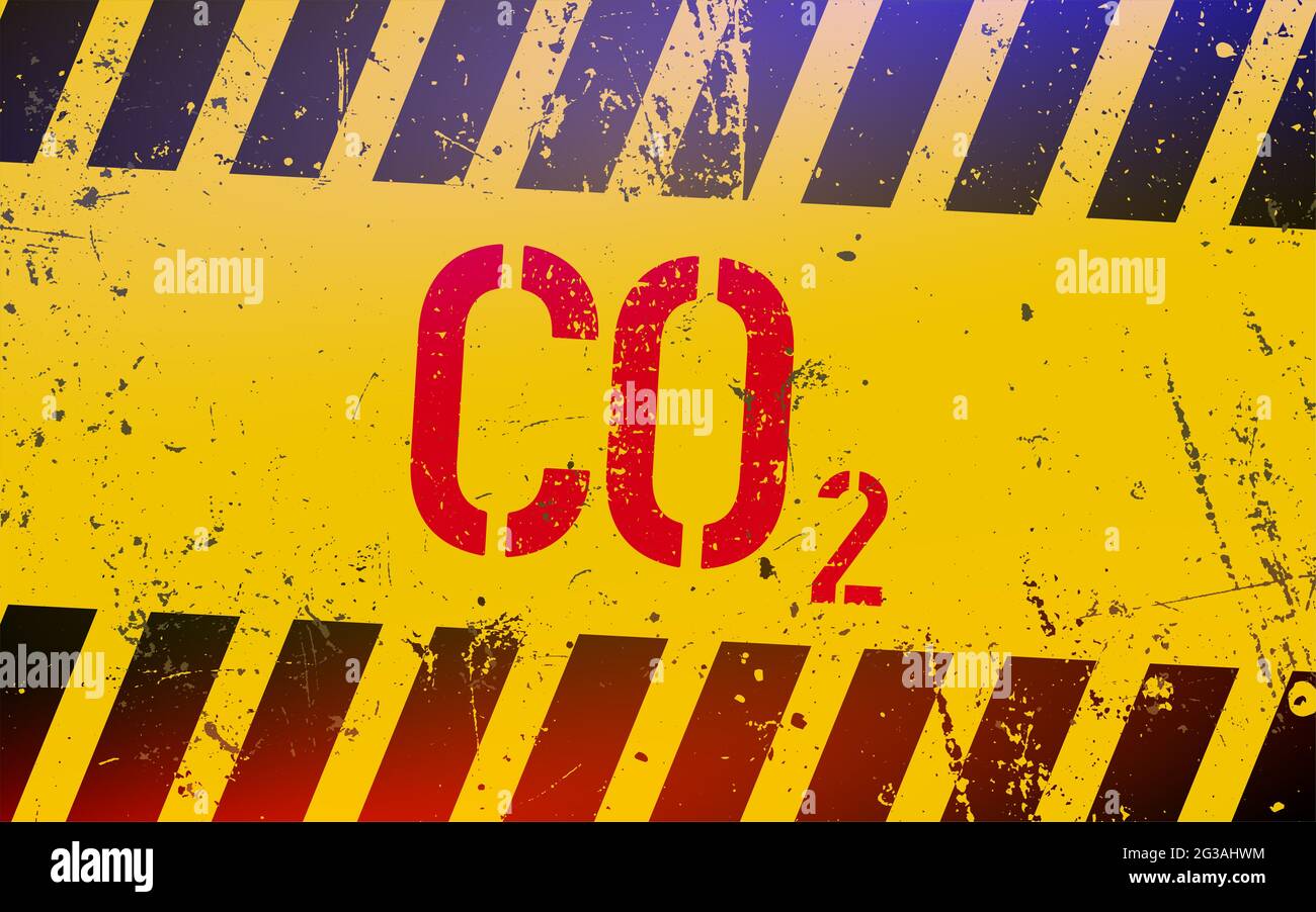co2 gas lettering on danger sign with yellow and black stripes Stock ...