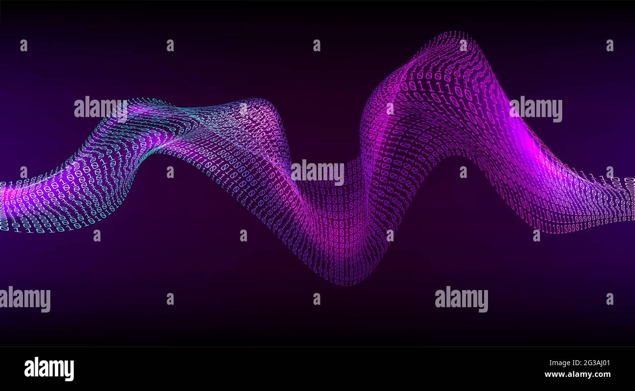 Abstract binary wave. Digital code background. Cybersapace and ...