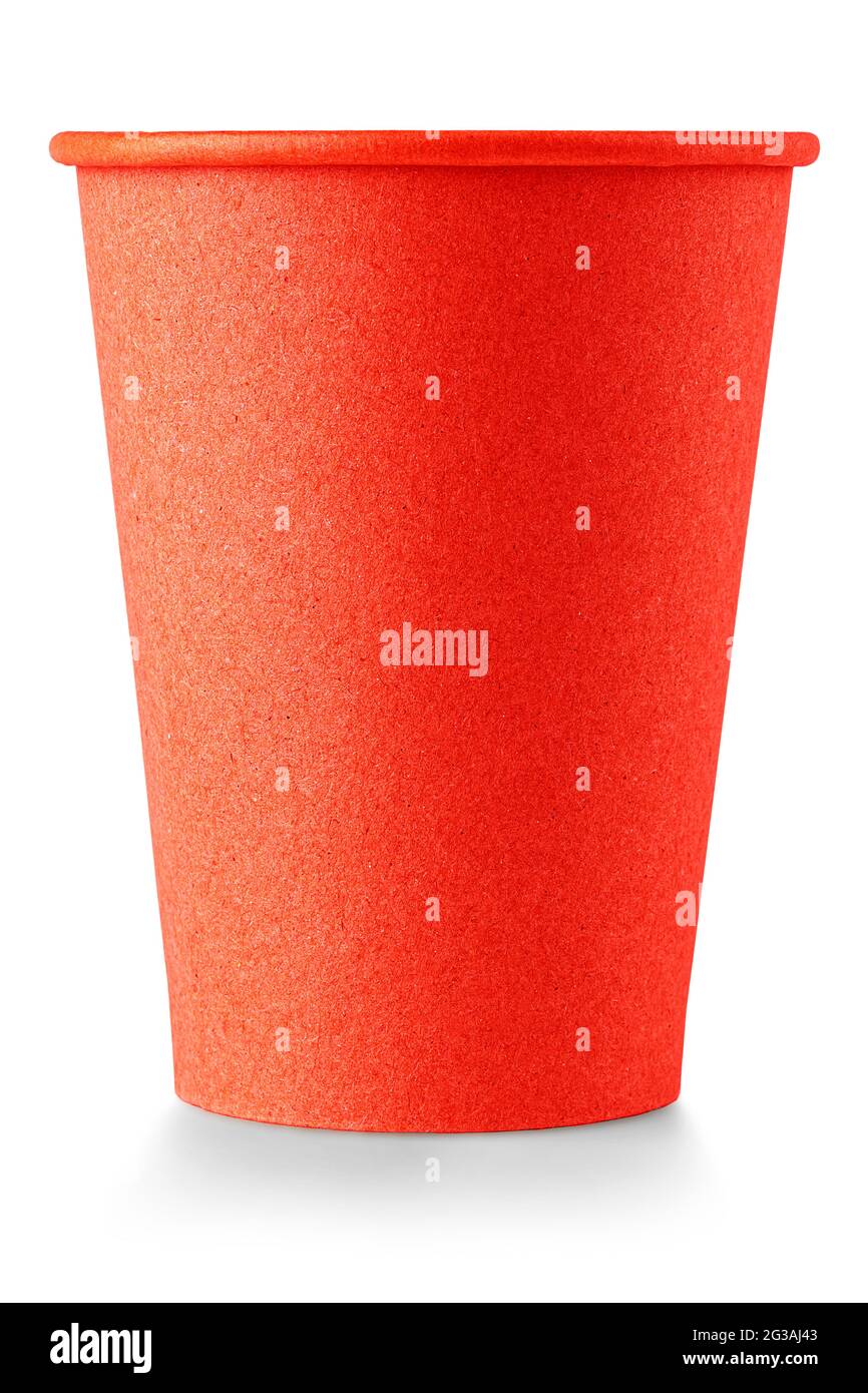 The red empty paper coffee cup on white background Stock Photo - Alamy