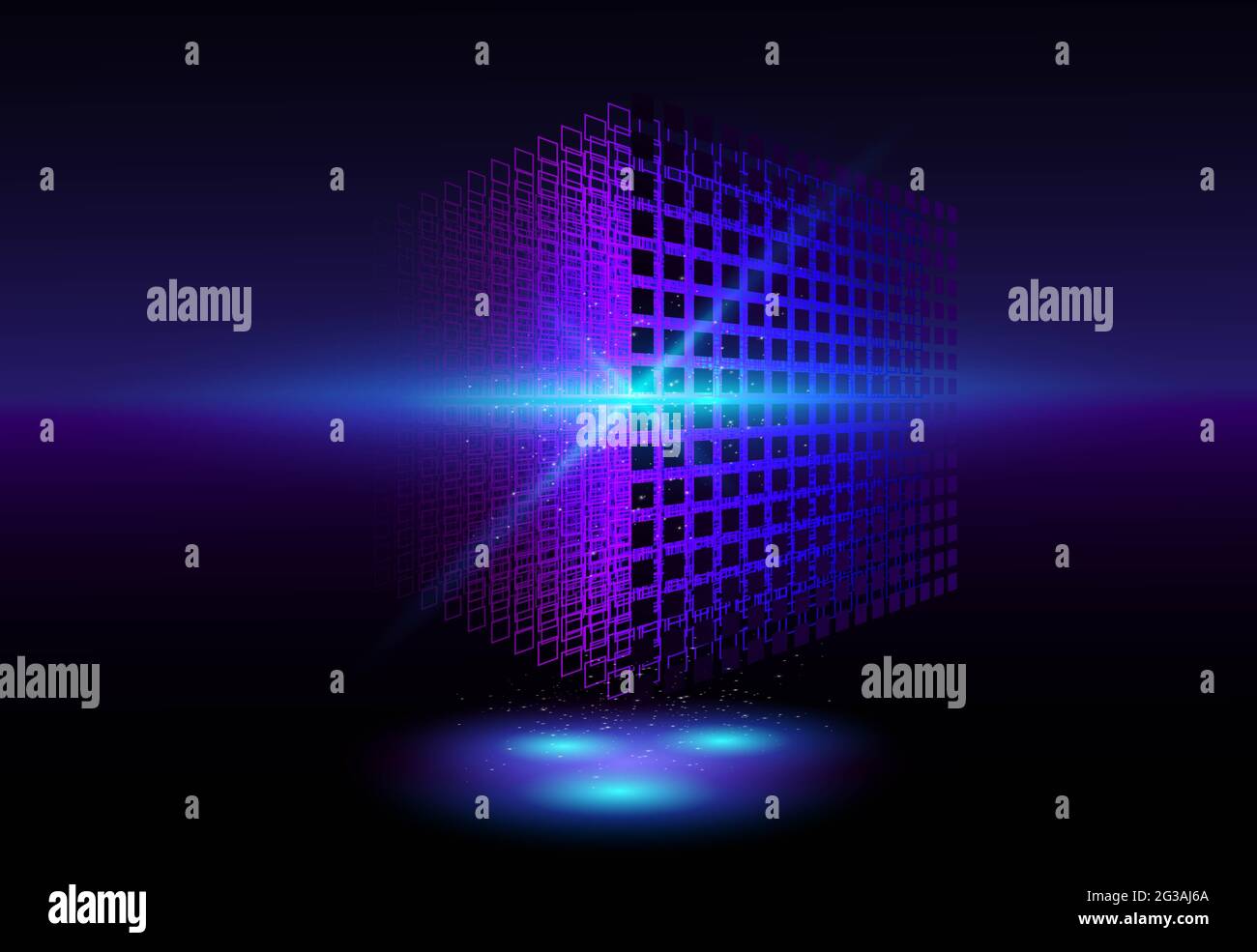 Perspective 3D wireframe cube. Geometric cube from small pieces ...